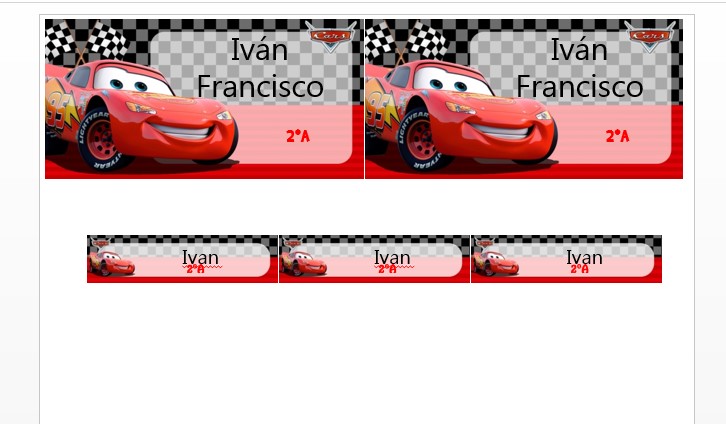 Etiqueta Editable de Cars – Descargas Digitales